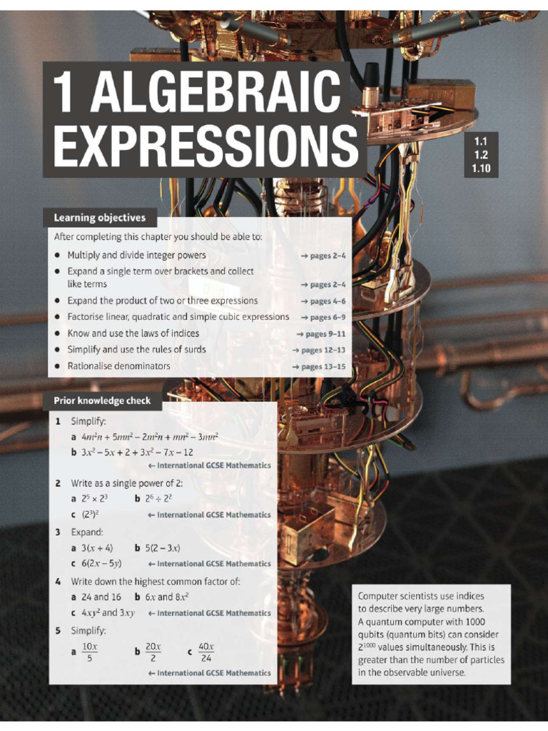 CH 1 Algebraic Expressions | PDF