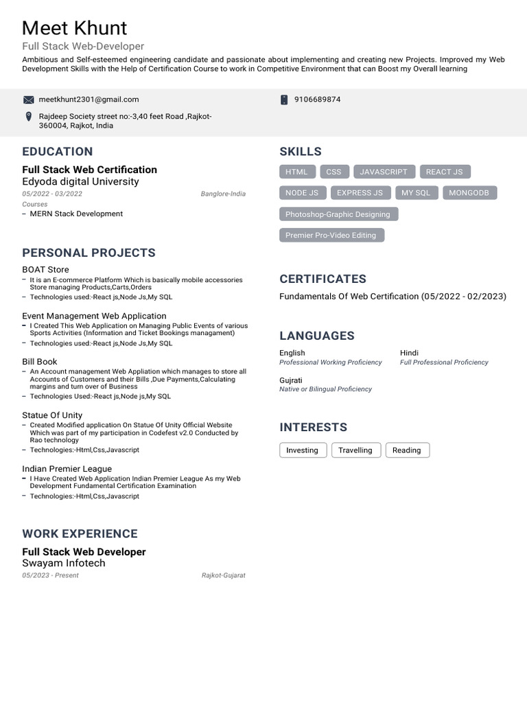 Meet Khunt CV | PDF | World Wide Web | Internet & Web