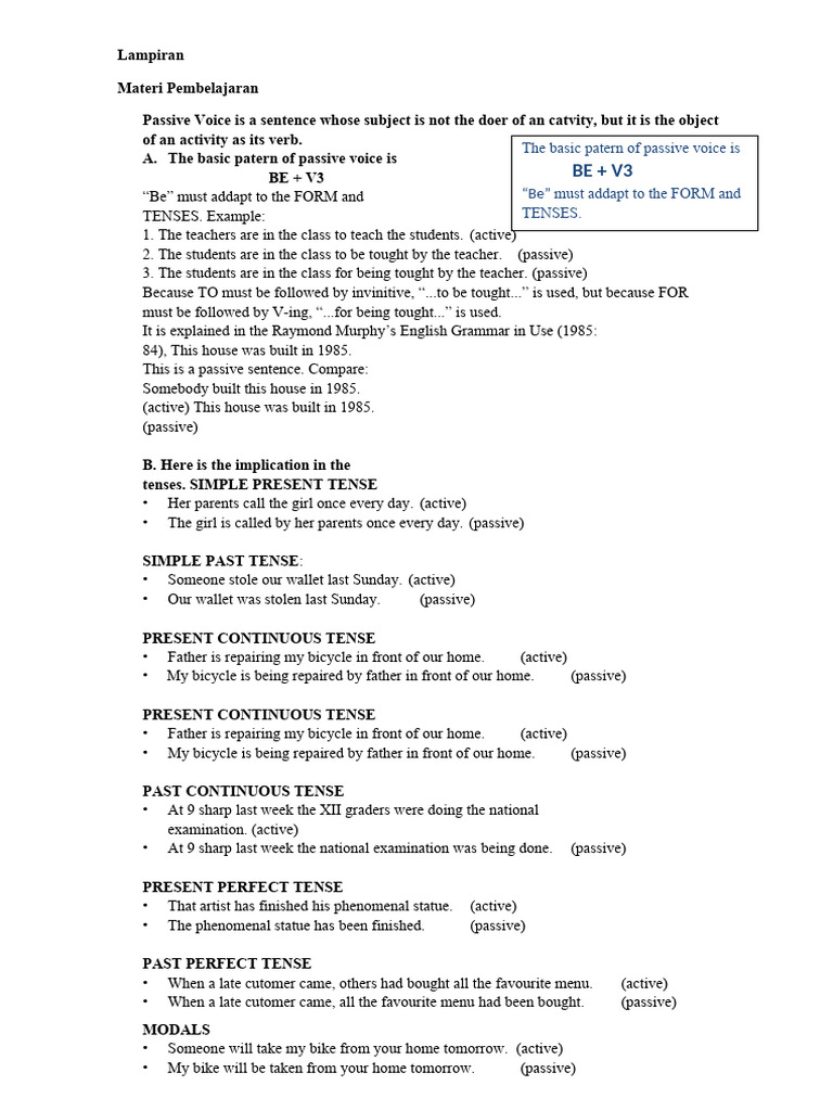 Materi N LKS Passive Voice | PDF | Verb | Semantics
