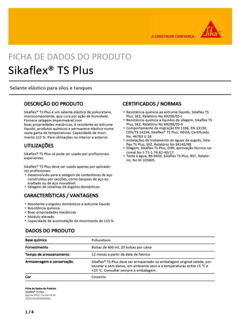 Sikaflex Ts Plus | PDF | Tinta | Química