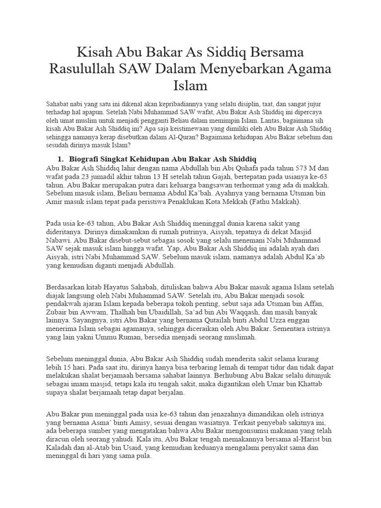 Kisah Abu Bakar | PDF