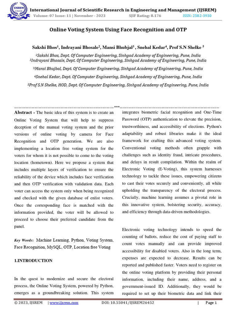 Online Voting System Using Face Recognition and OTP | PDF | Electronic ... Online Voting System Using Face Recognition and OTP | PDF | Electronic ...