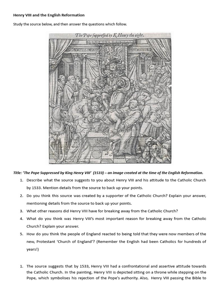 Henry VIII and the English Reformation | PDF | Catholic Church | Church ...