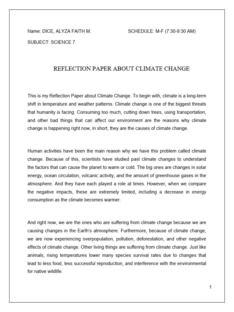 Reflection on Climate Change Impacts | PDF