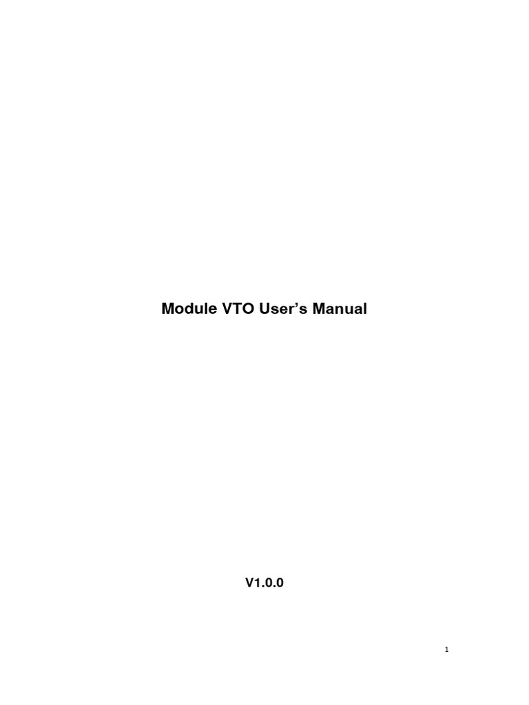 Module VTO Users Manual V1.0.0 | PDF | World Wide Web | Internet & Web