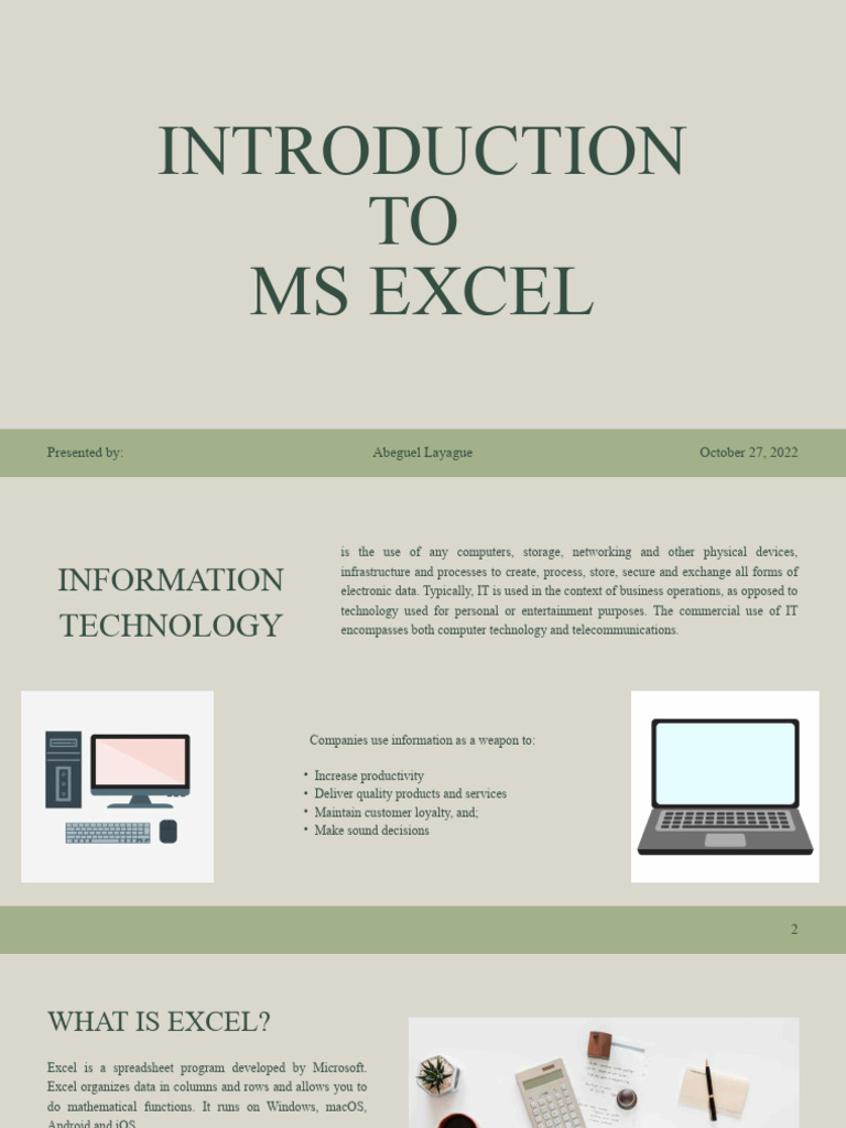 Introduction To Excel | PDF | Microsoft Excel | Mean