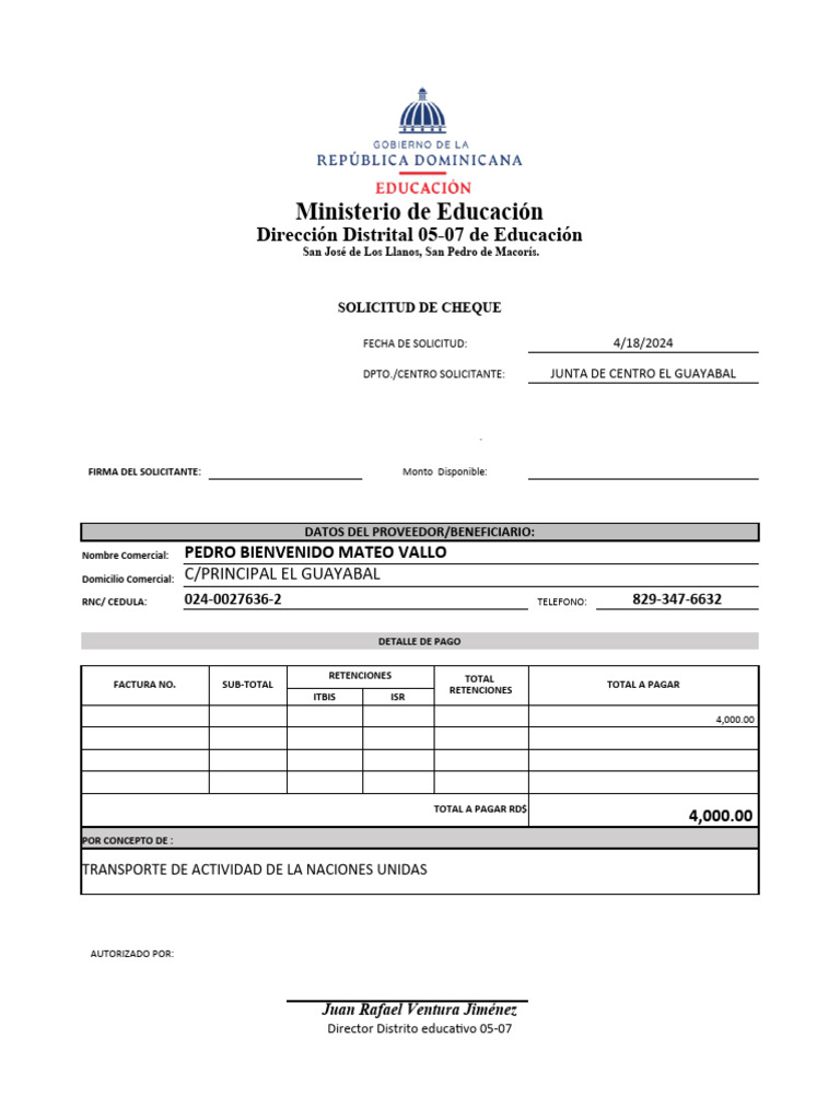 Solicitud de Cheque y Requisiciones | PDF