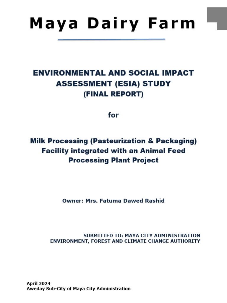 ESIA for Maya Dairy Farm Project | PDF | Environmental Impact ...