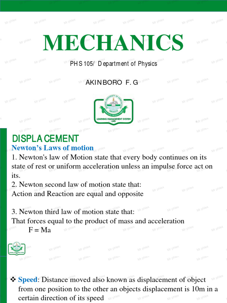 Phs 105 (Compiled by MR Phlex) | PDF | Oscillation | Acceleration