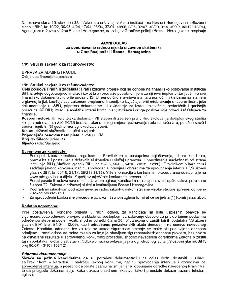 Javni Oglas 94 2024 | PDF