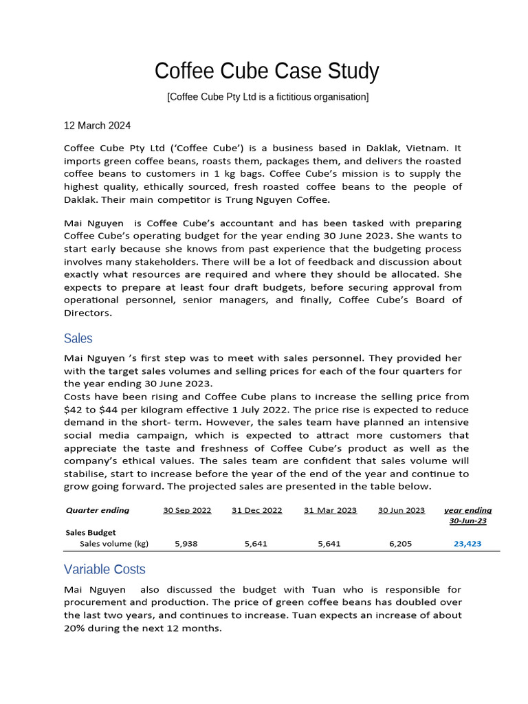 Coffee Cube Case Study | PDF | Coffee | Depreciation