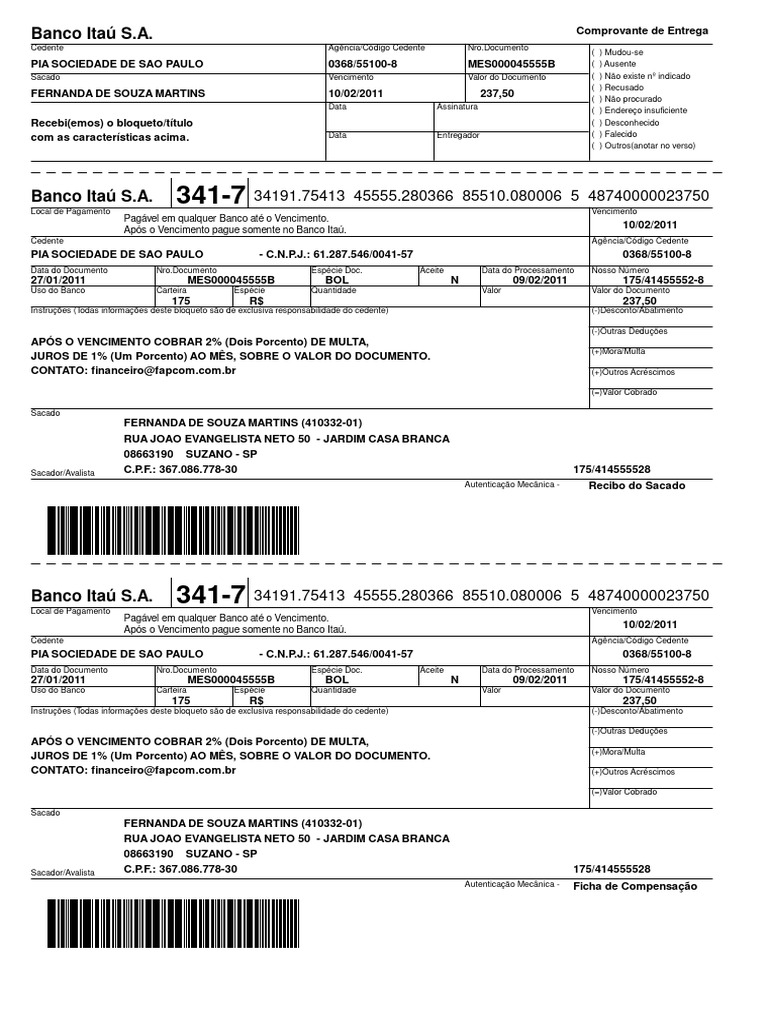 Boleto Faculdade | PDF | Tecnologia financeira | Finanças e ...