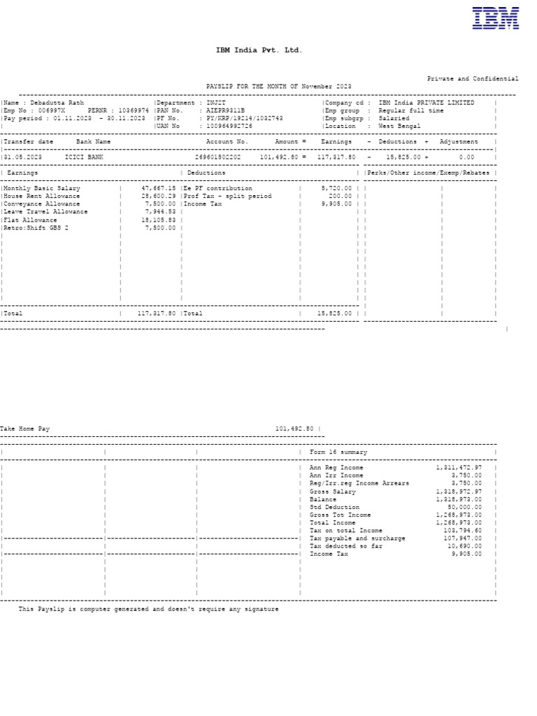 October2023 Sal - Slip | PDF | Economies | Public Finance