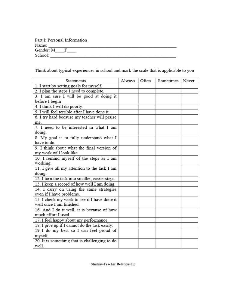 Questionnaire | Download Free PDF | Teachers | Behavior Modification