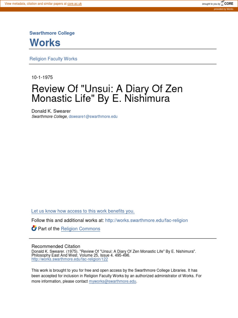 Review Of "Unsui- A Diary Of Zen Monastic Life" By E. Nishimura | PDF | Zen