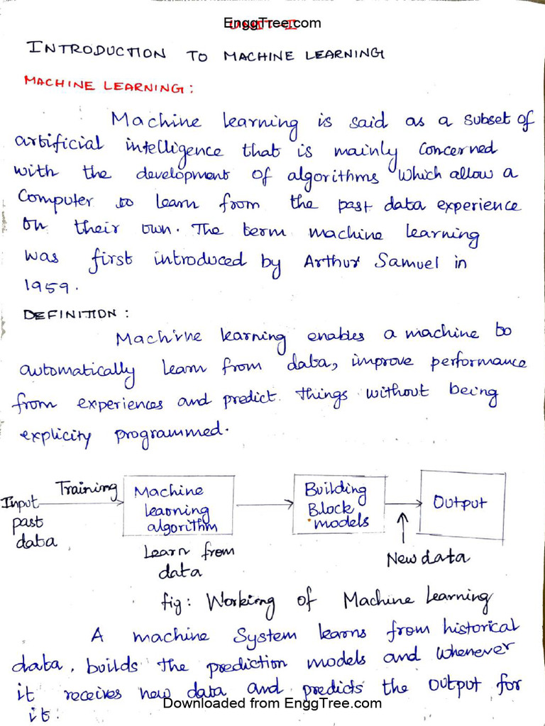 AL3451 Machine Learning Lecture Notes 1 | PDF
