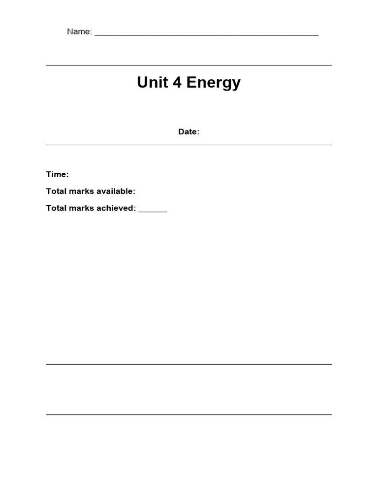 Unit 4 Energy | PDF | Force | Kinetic Energy