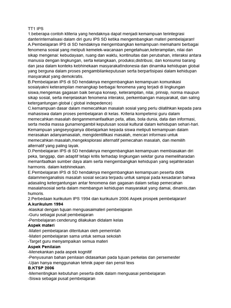 TT1 Ips | PDF | Sains & Matematika