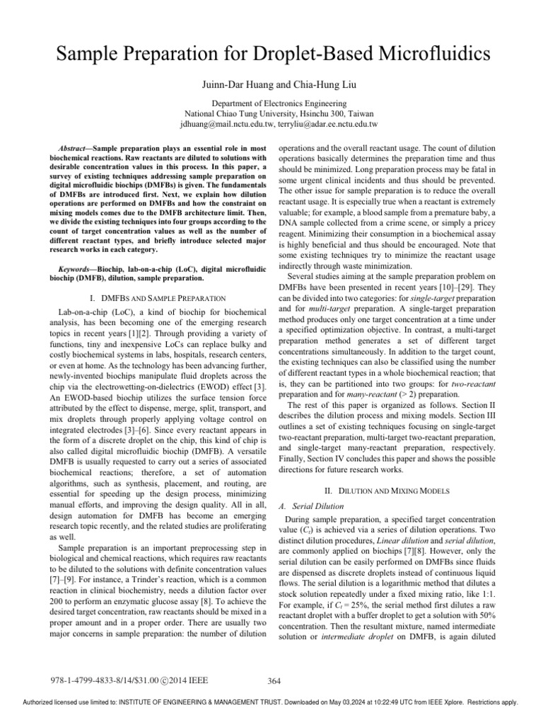 Sample Preparation For Droplet-Based Microfluidics | PDF | Microfluidics