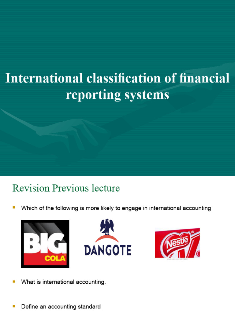 ACC409 Lecture 3 & 4 Classification of Financial Reporting Systems (1) - 2 | PDF | Accounting ...