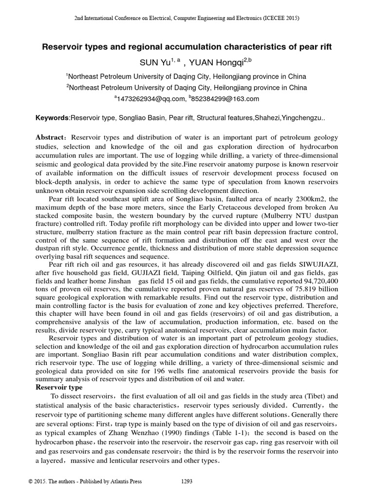 Reservoir Types in Pear Rift, Songliao Basin | PDF | Petroleum ...