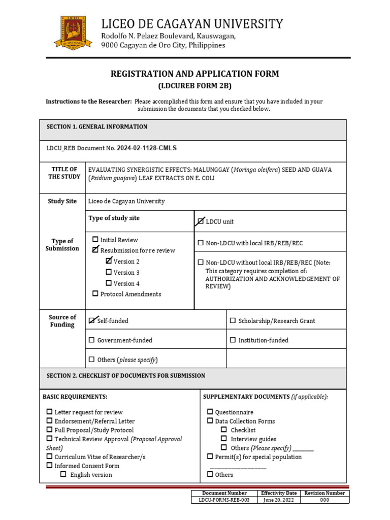 LDCU FORMS REB 003 Registration and Application Form V2.0 2B | PDF ...