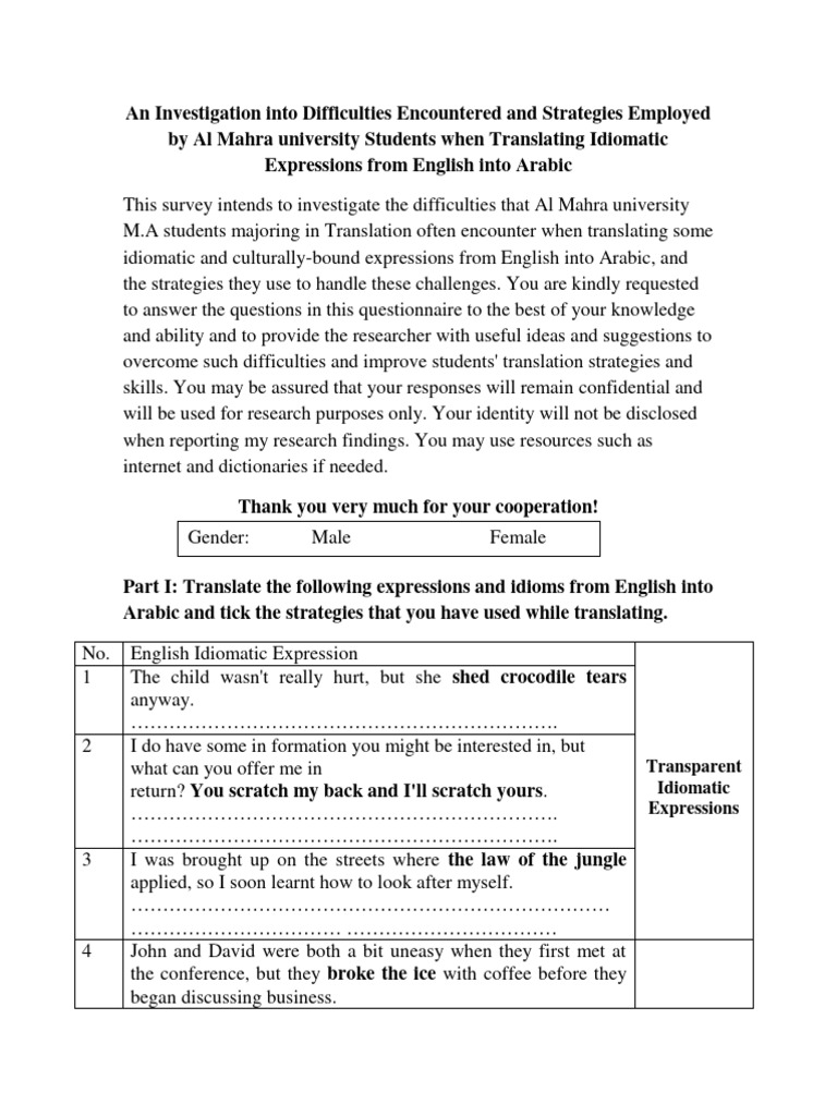 Translation Test | PDF | Idiom | Translations