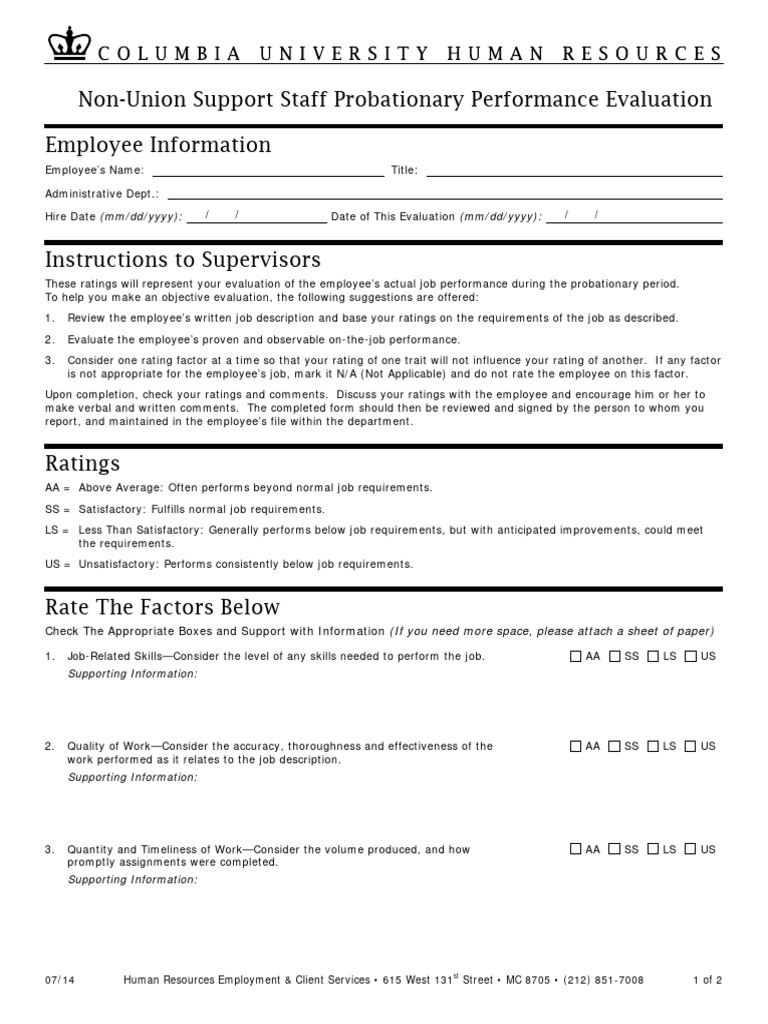 Staff Probationary Evaluation | PDF | Employment | Organizational Behavior