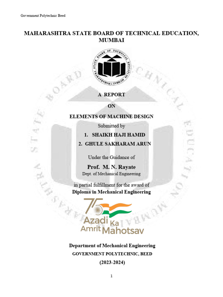 Maharashtra State Board of Technical Education, Mumbai: A Report ON ...