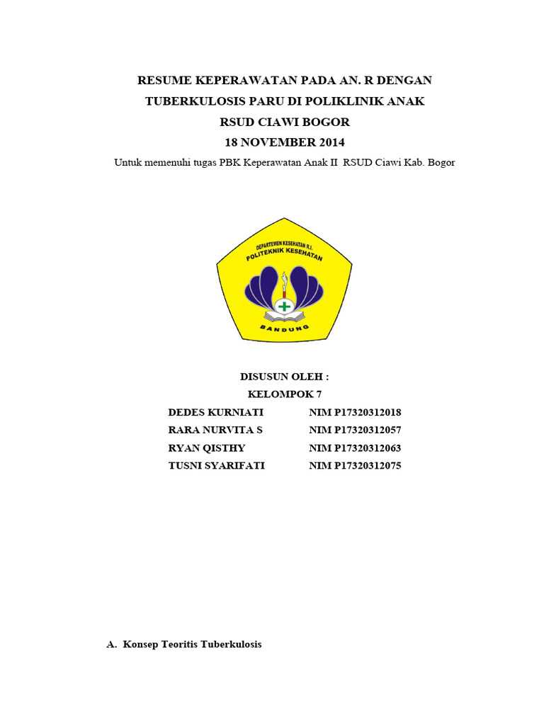 Resume Keperawatan Tuberkulosis Paru Anak | PDF | Pengembangan Diri ...