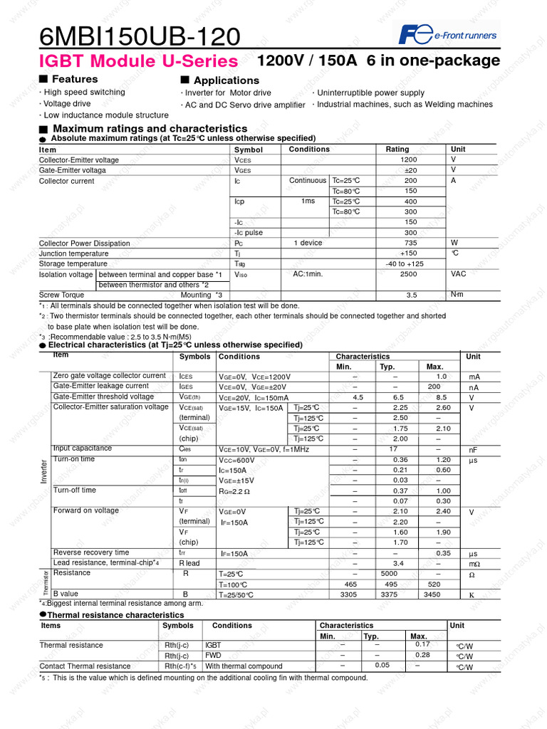 6MBI150UB 120 FujiElectric | PDF | Power Electronics | Electromagnetism