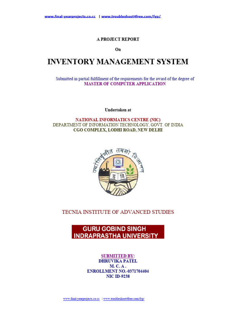 A PROJECT REPORT On INVENTORY MANAGEMENT | PDF | Microsoft Sql Server ...