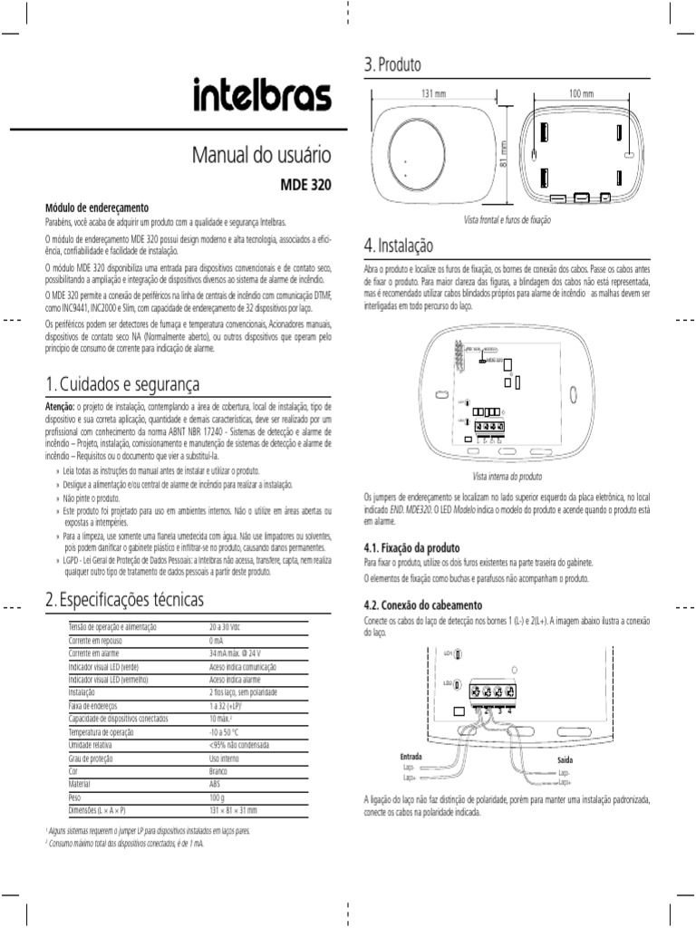 Manual do Módulo MDE 320 Intelbras | PDF