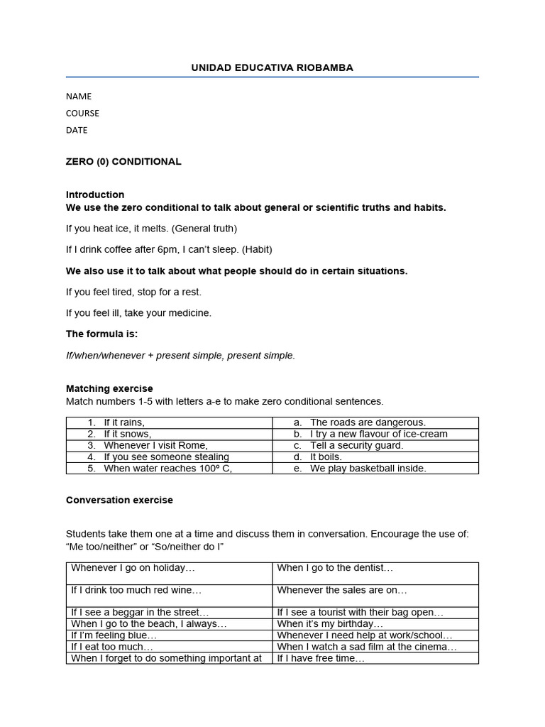 Zero Conditional. 2do Bgu 15-19 Del 04 2024 | PDF