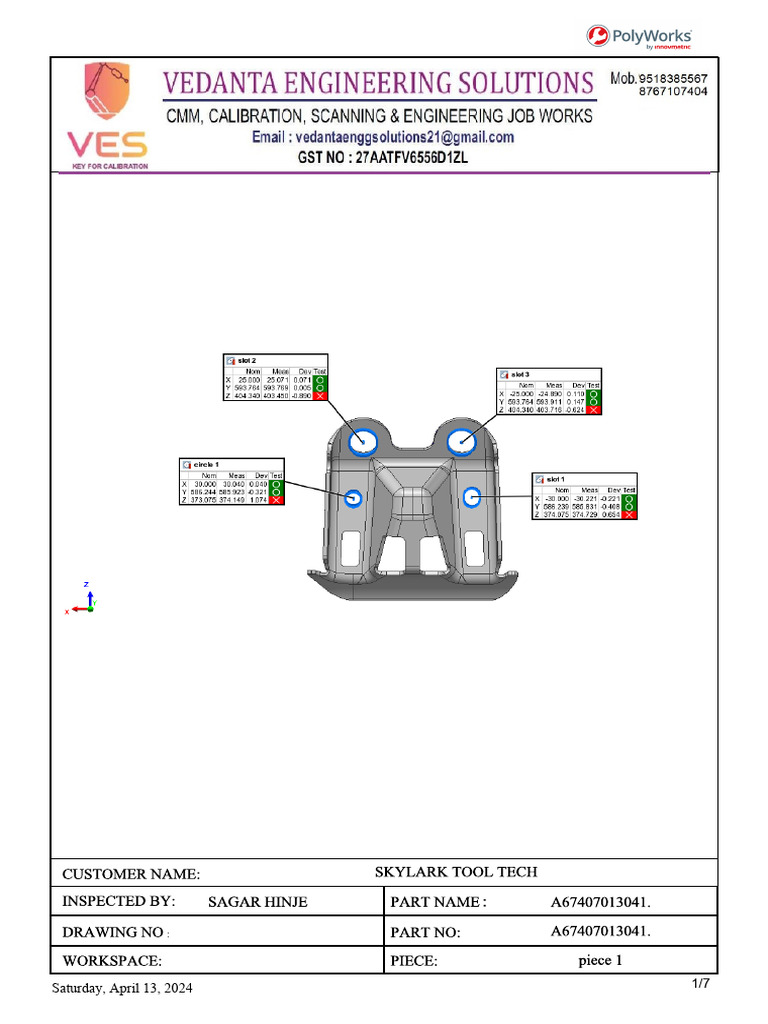 A67407013041 CMM Report | PDF