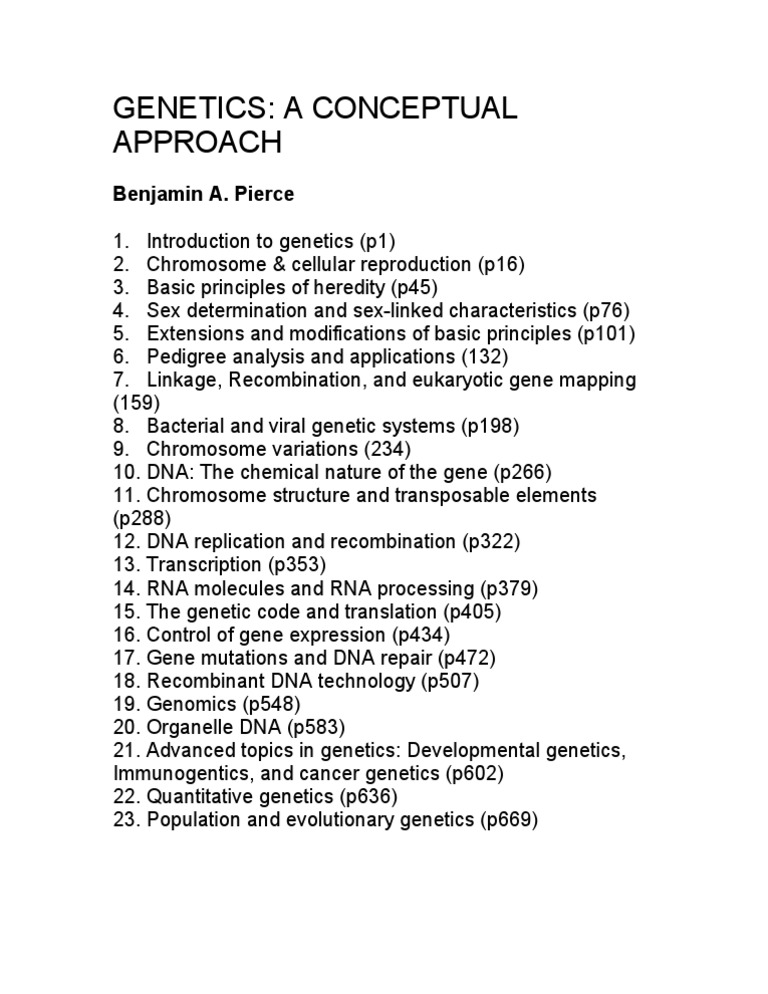 Genetics - A Conceptual Approach - Content | PDF