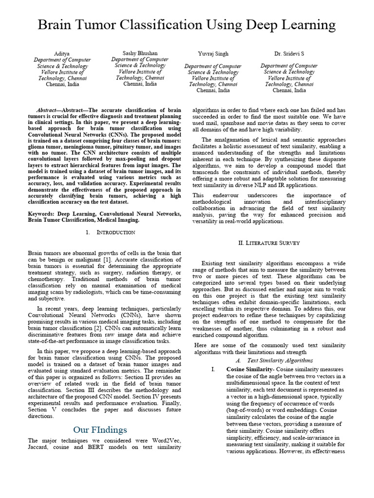 Brain Tumor Classification Using Deep Learning | PDF | Deep Learning | Semantics