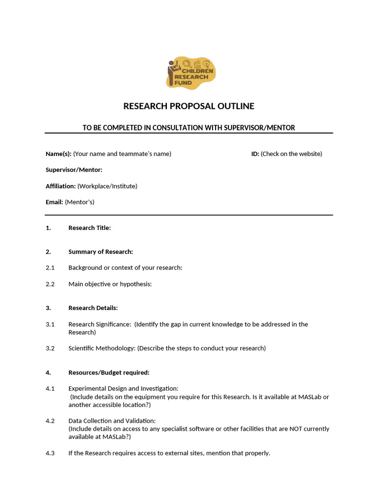 Research Proposal Outline Template | PDF