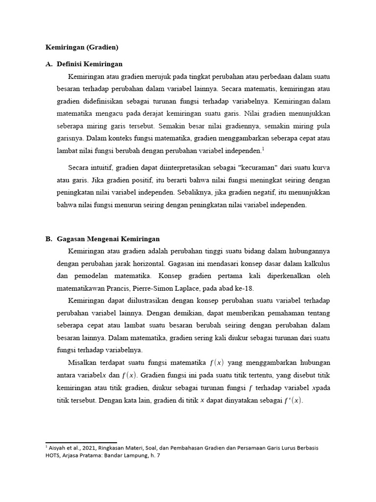 Definisi dan Sifat Kemiringan Garis | PDF