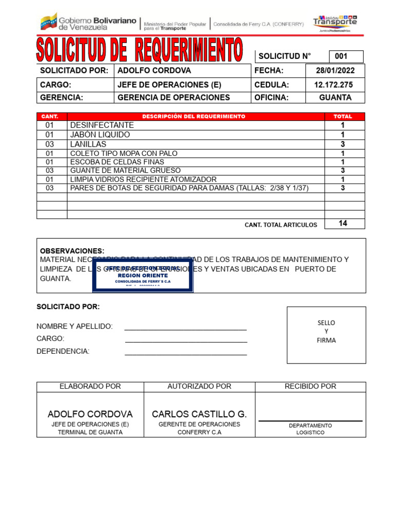 Formato de Requerimientos 2022 | PDF | Materiales | Bienes manufacturados