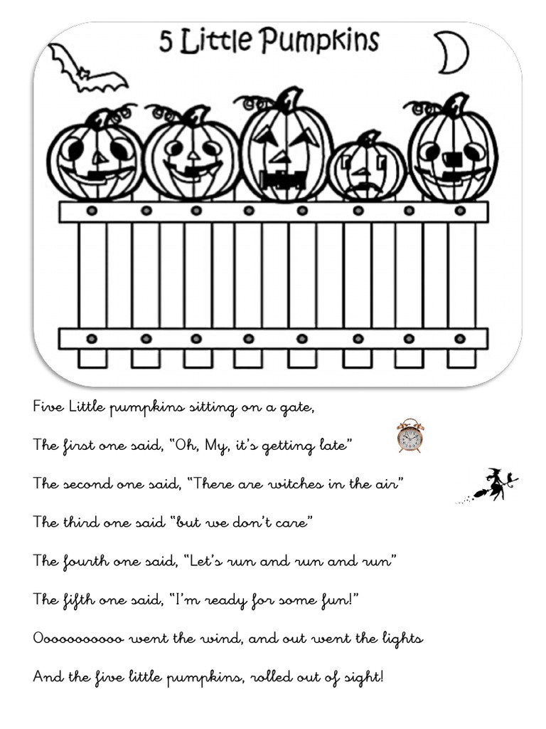 Five Little Pumpkins Sitting On A Gate | PDF