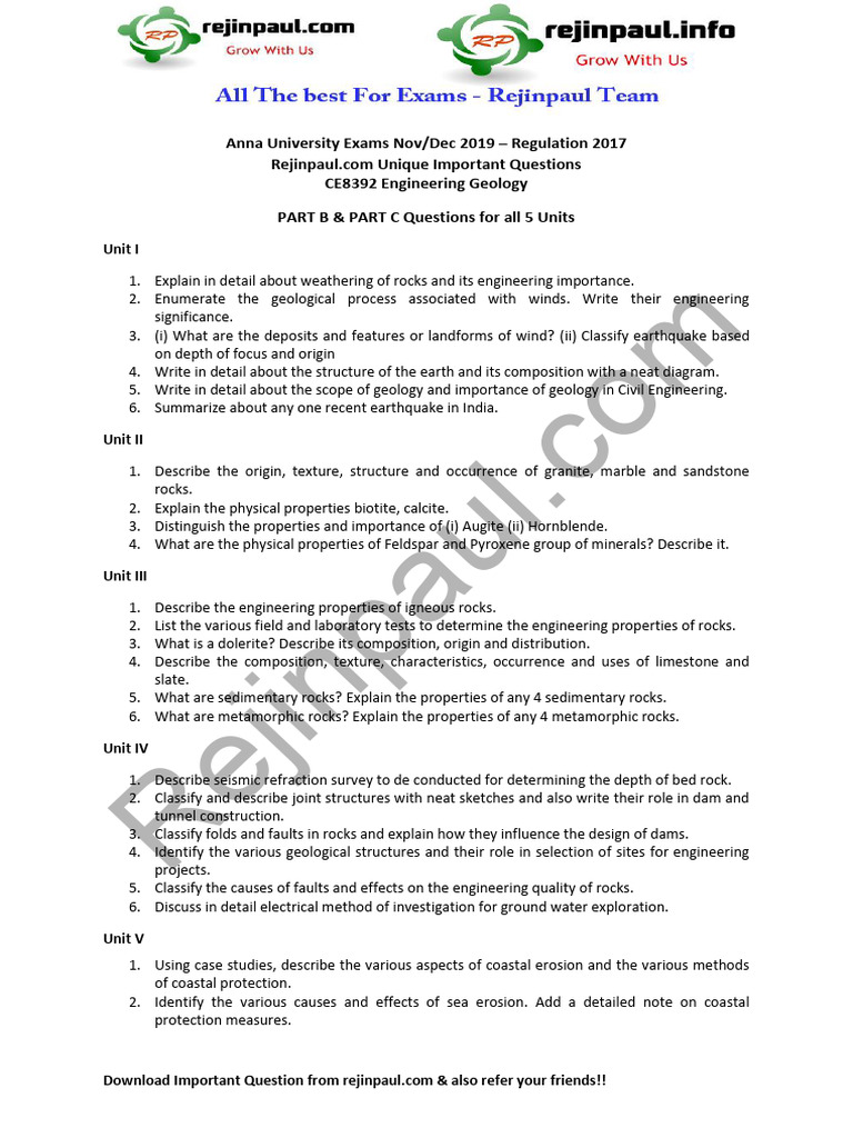 Anna University Exams Nov/Dec 201 9 - Regulation 2017 CE8392 ...