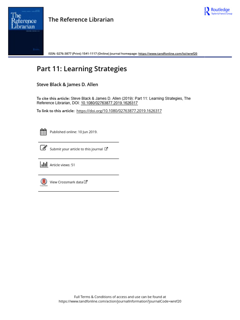 Part 11: Learning Strategies: The Reference Librarian | PDF | Learning | Information Literacy