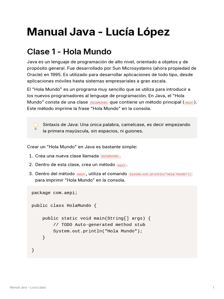 Manual Java - Luca Lpez | PDF | Java (lenguaje de programación) | Tipo ...