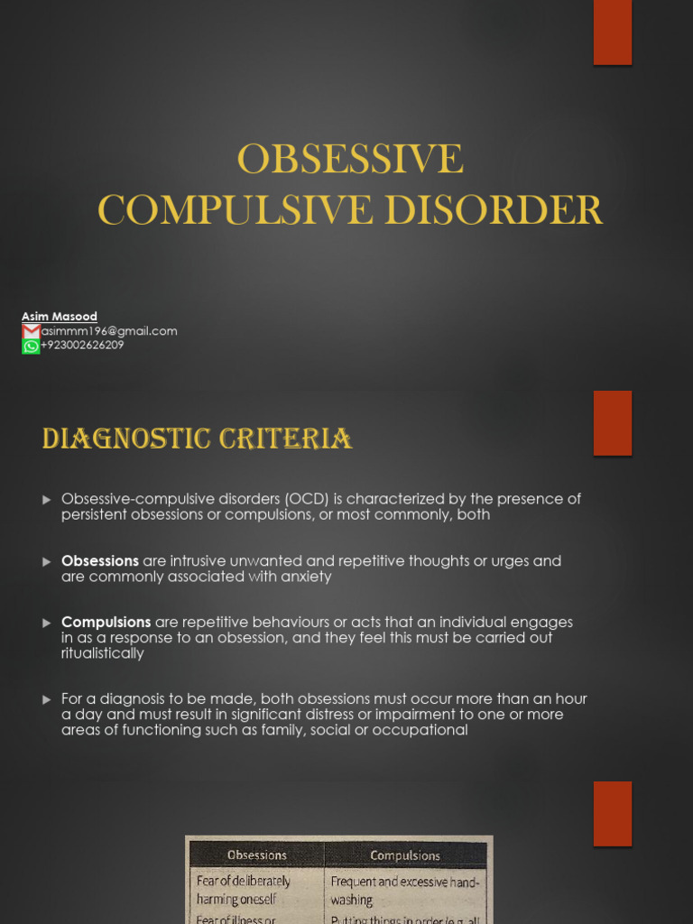 OCD Diagnostic Criteria & Treatments | PDF | Obsessive–Compulsive ...