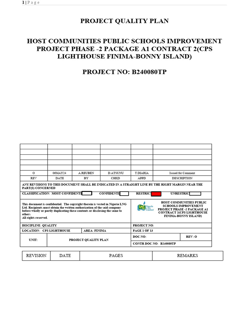 -PROJECT QUALITY PLAN[2355] modified | PDF | Quality Assurance | Audit