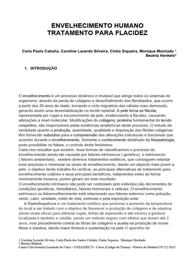 Tratamentos Estéticos para Flacidez Cutânea | PDF | Envelhecimento ...