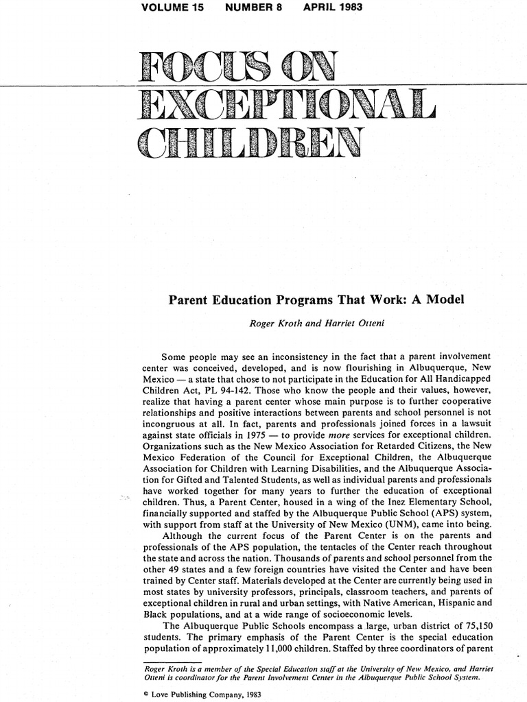 Ebk,+foec v15n8 198304 | PDF | Teachers | Special Education