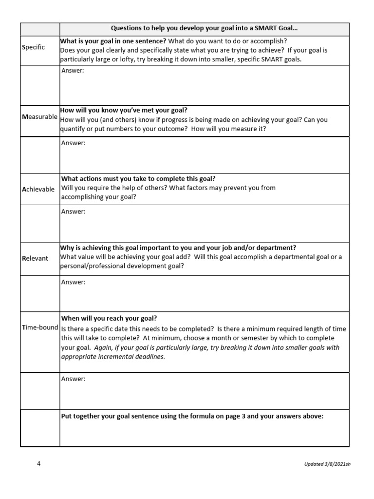 SMART Goals | PDF | Goal | Organizational Behavior