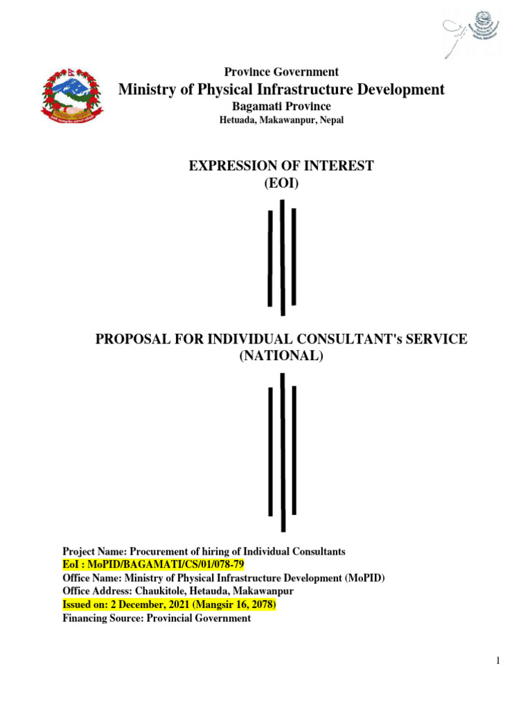 Expression of Interest For Individual Consultants | PDF | Specification ...